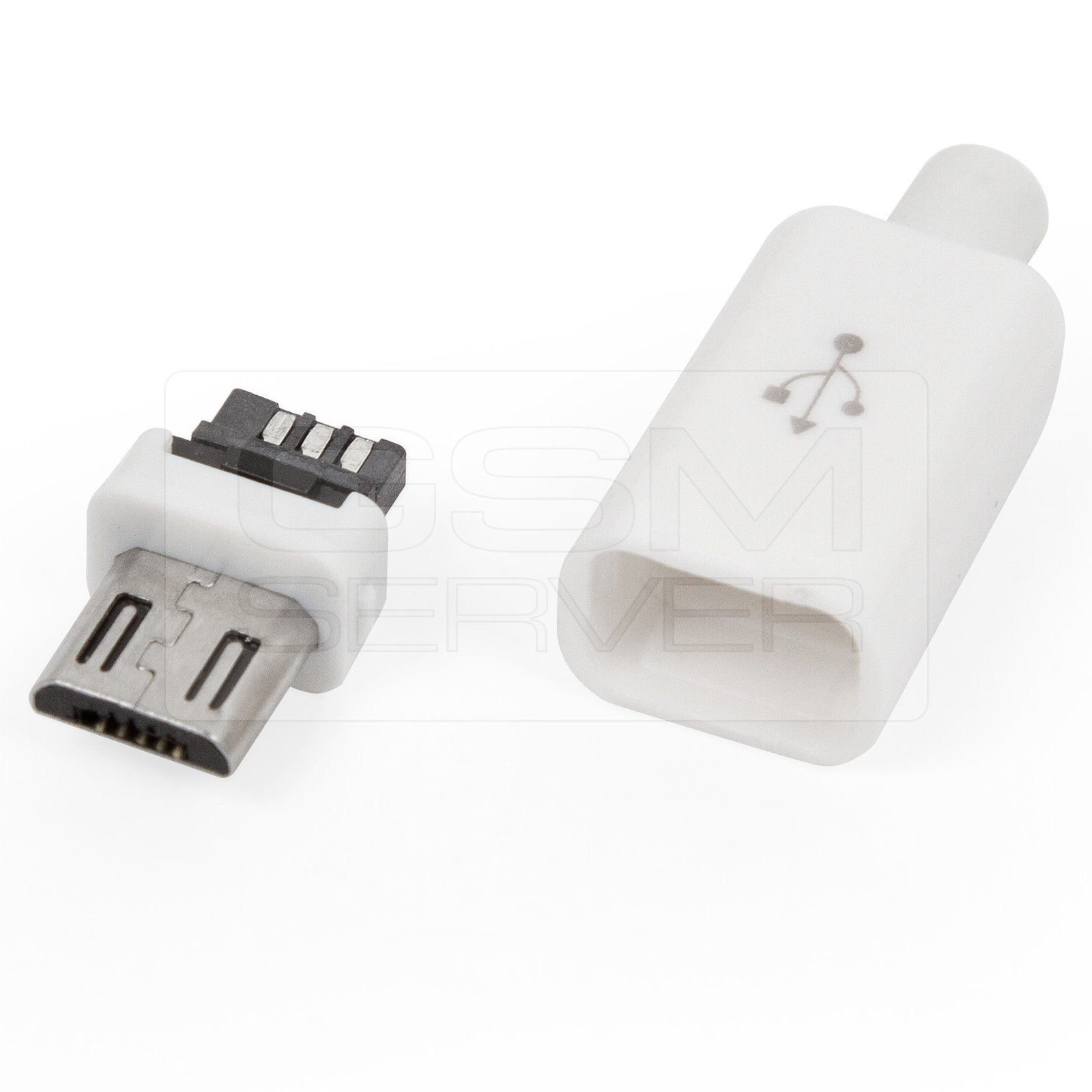 Conector micro USB, 5 pin, Macho, desarmable, blanco - GsmServer Conector micro USB, 5 pin, Macho, desarmable, blanco - GsmServer